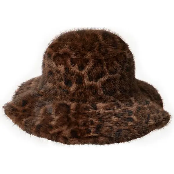 Naked Wardrobe Oversized Faux Fur Bucket Hat - Dark Leopard