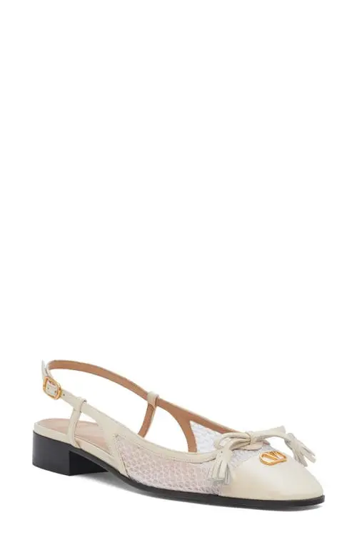 Valentino Garavani Valet Du Roi Slingback Ballet Flats - Ivory