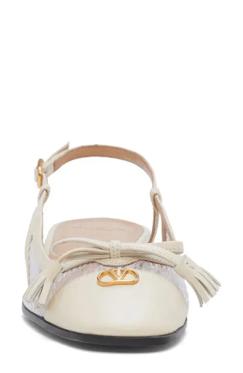 Valentino Garavani Valet Du Roi Slingback Ballet Flats - Ivory
