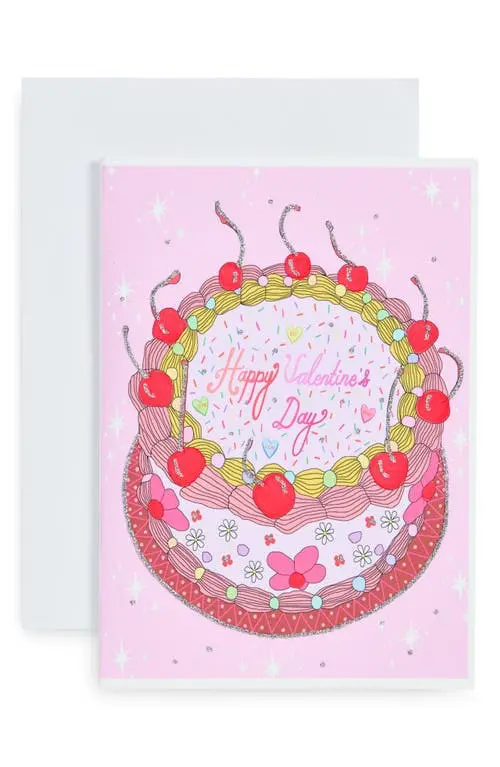 VERRIER Happy Valentine's Day Cake Greeting Card - Pink Multi