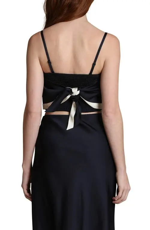 Avec Les Filles Satin Crop Top - Navy