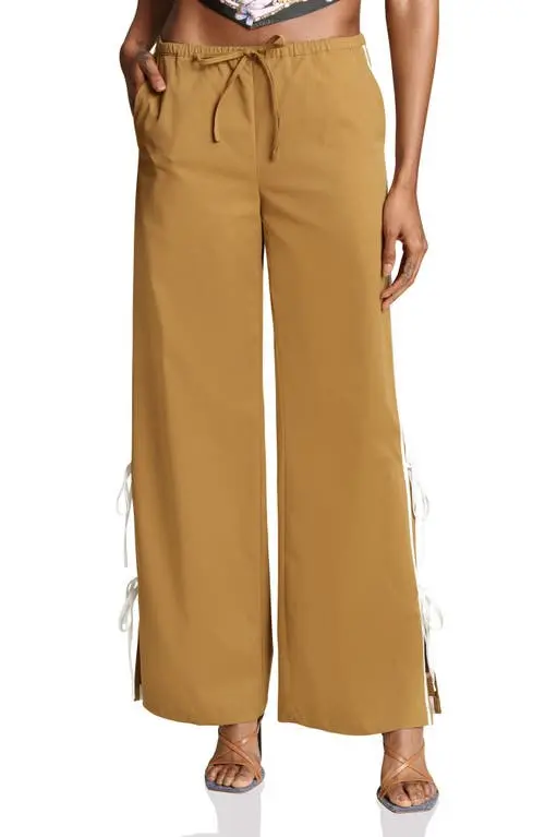 Avec Les Filles Side Tie Wide Leg Pants
