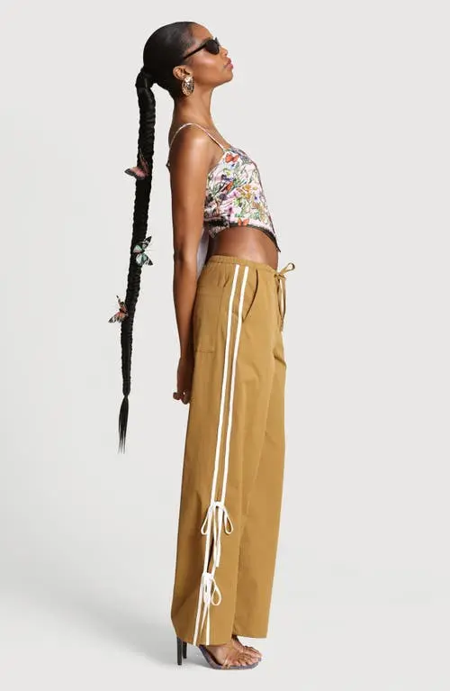 Avec Les Filles Side Tie Wide Leg Pants