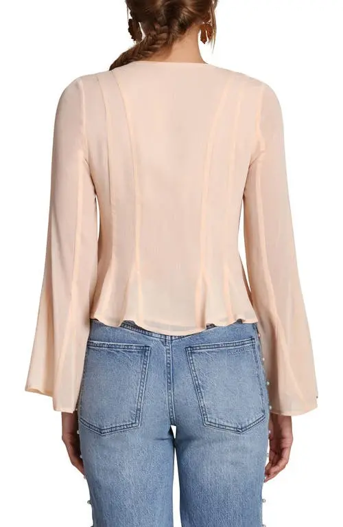 Avec Les Filles Lace-up Godet Chiffon Top