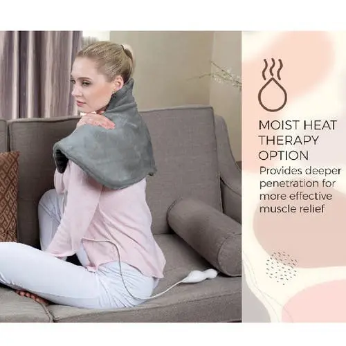 PURSONIC Electric Neck & Shoulder Heating Pad With Memory Foam Travel Pillow