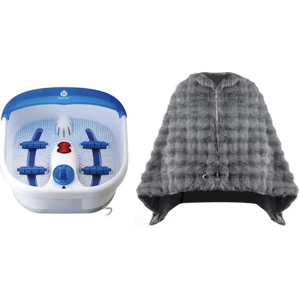 PURSONIC Electric Heated Poncho Shawl And Foot Spa Set