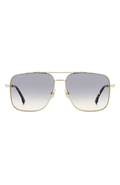 Victoria Beckham Navigator 57mm Aviator Sunglasses - Gold/blue Sf Ar