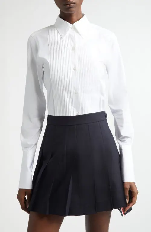 Thom Browne Plissé Bib Cotton Shirt