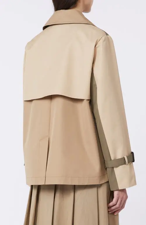 Max Mara Biglia Colorblock Cotton-blend Trench Coat - Mud