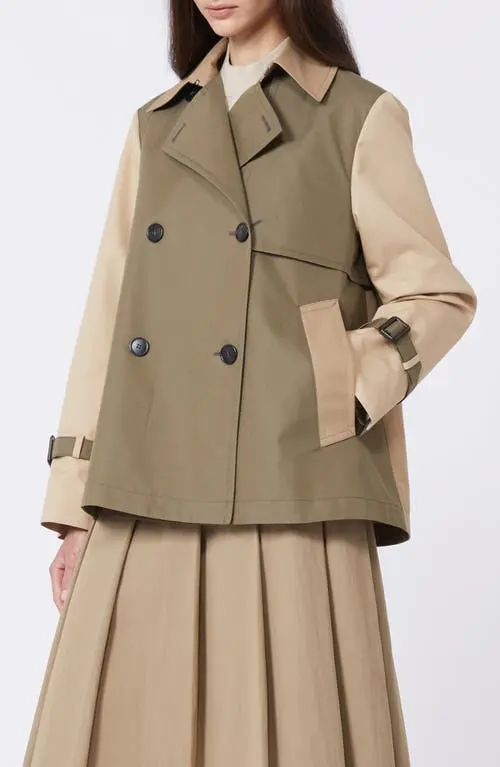 Max Mara Biglia Colorblock Cotton-blend Trench Coat - Mud