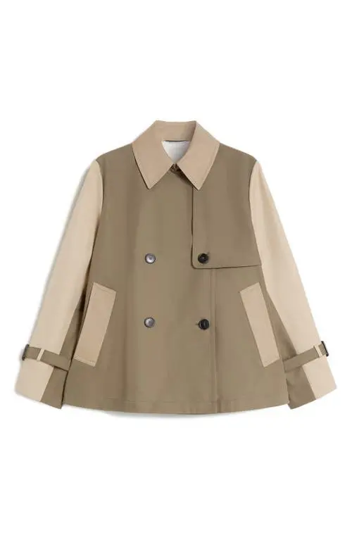 Max Mara Biglia Colorblock Cotton-blend Trench Coat - Mud