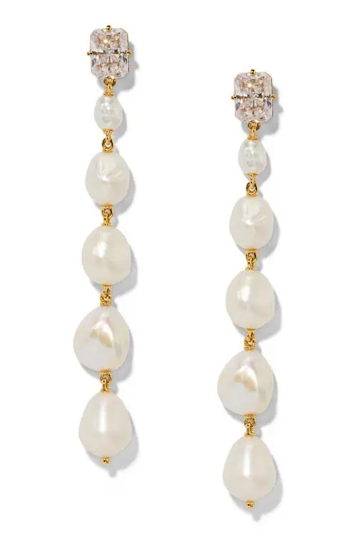 Nadri Madrid Cultured Pearl Linear Drop Earrings - Gold