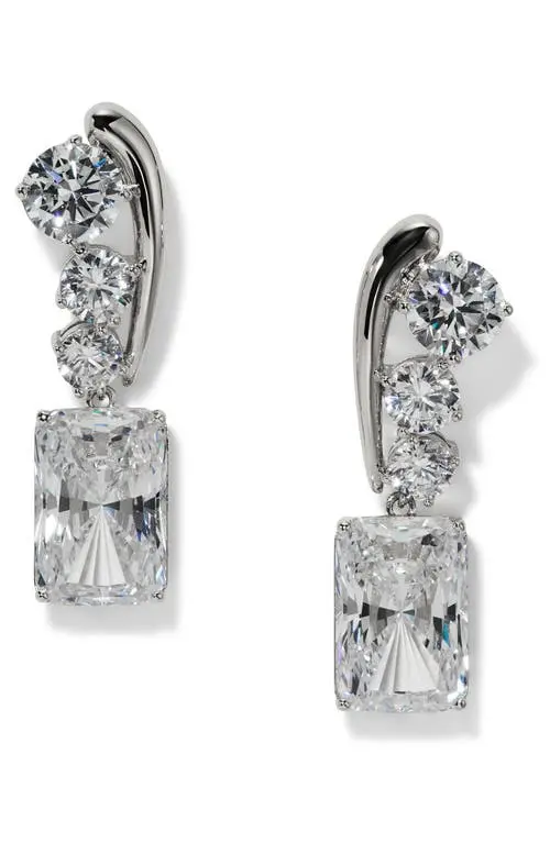 Nadri Phenom Cubic Zirconia Drop Earrings - Rhodium