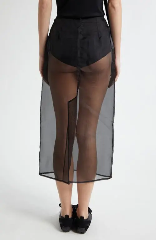 Simone Rocha Sheer Frayed Pencil Skirt