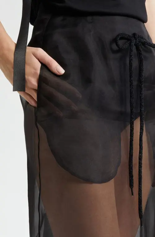Simone Rocha Sheer Frayed Pencil Skirt