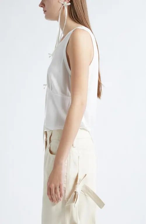 Simone Rocha Gathered Bust Bow Tank - Ivory/ivory
