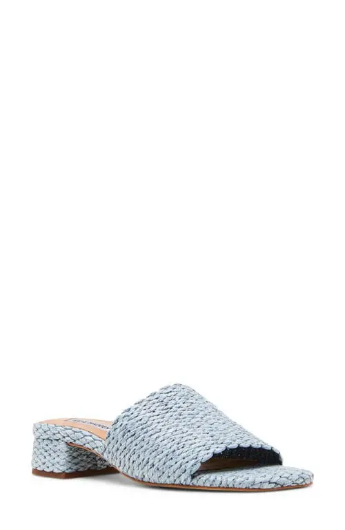 Steve Madden Montgomery Block Heel Sandal - Blue Raffia