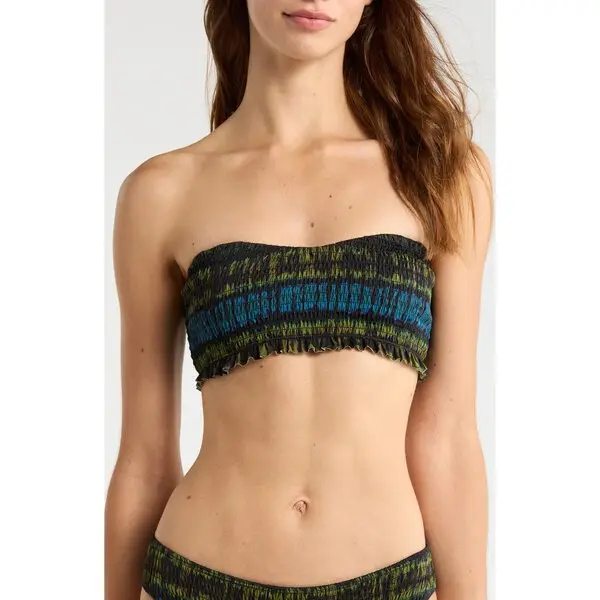 Ulla Johnson Marseille Tie Dye Smocked Bikini Top - Lagoon