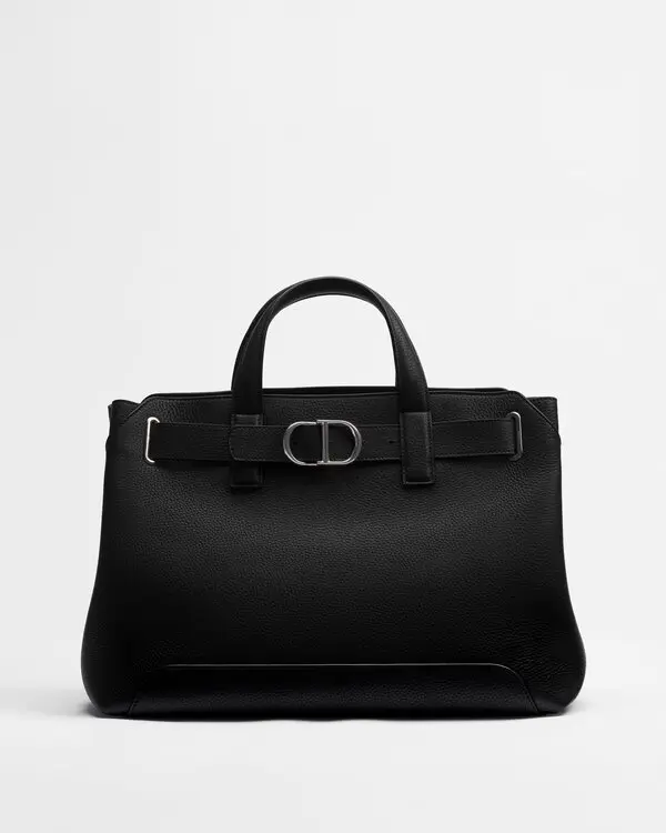 Dior Normandie Small Tote Bag - Black Grained Calfskin