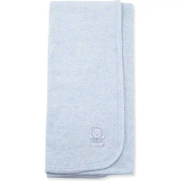 LITTLE ME Bear Embroidered Baby Blanket - Blue