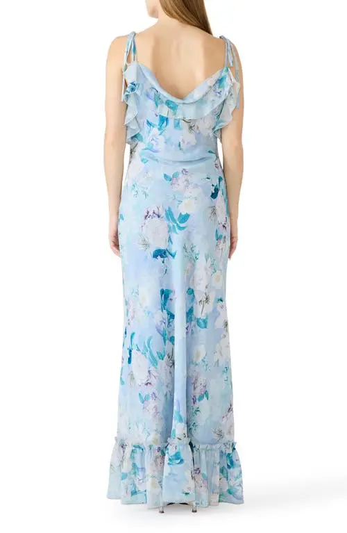 Steve Madden Malenna Floral Ruffle Chiffon Maxi Dress