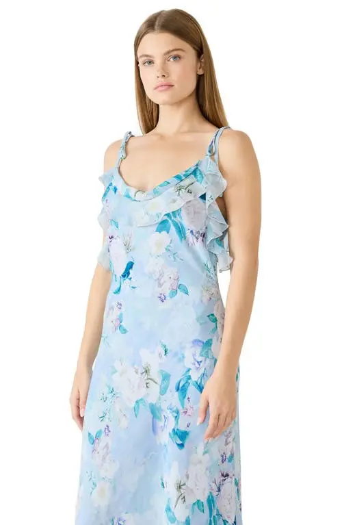 Steve Madden Malenna Floral Ruffle Chiffon Maxi Dress