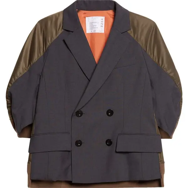 Sacai Suiting X Nylon Twill Jacket - Gray/dark Khaki