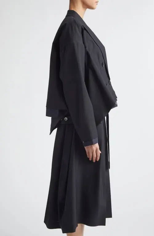 Sacai Double-breasted Suiting And Denim Jacket - Black/indigo