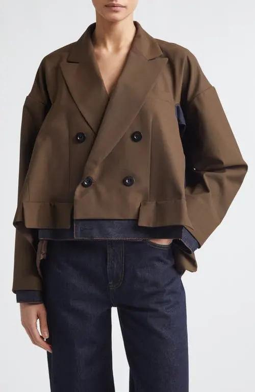 Sacai Double-breasted Suiting And Denim Jacket