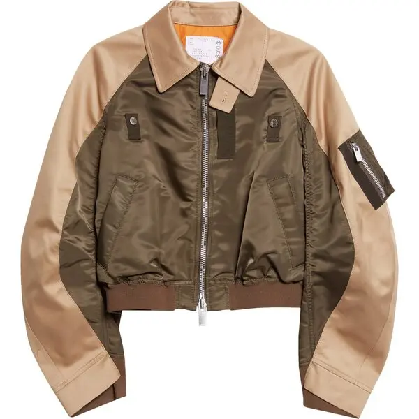 Sacai Cotton Chino X Nylon Twill Jacket - Dark Khaki/beige