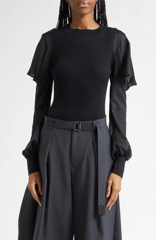 Sacai Satin And Knit Pullover
