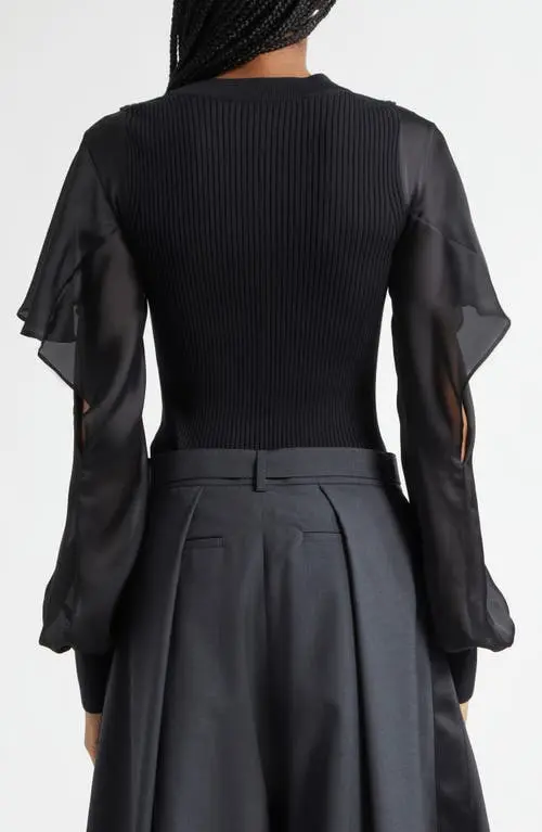 Sacai Satin And Knit Pullover