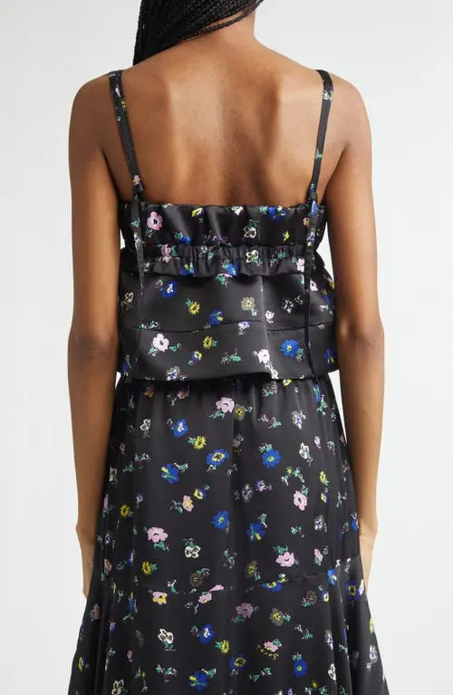 Sacai Floral Print Crop Satin Camisole