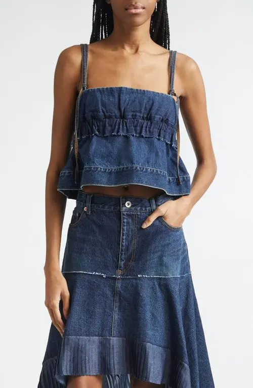 Sacai Crop Denim Camisole - Blue