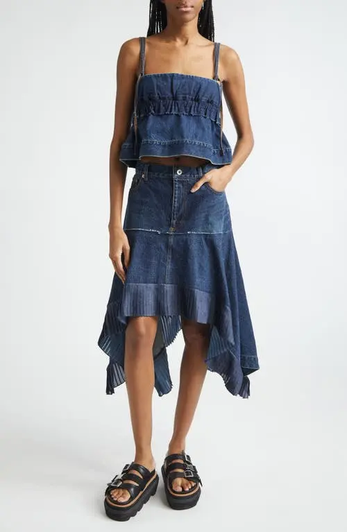 Sacai Crop Denim Camisole - Blue