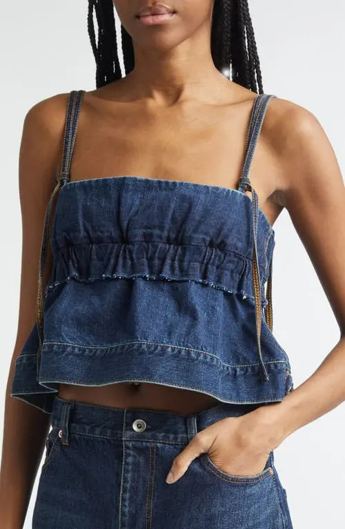 Sacai Crop Denim Camisole - Blue