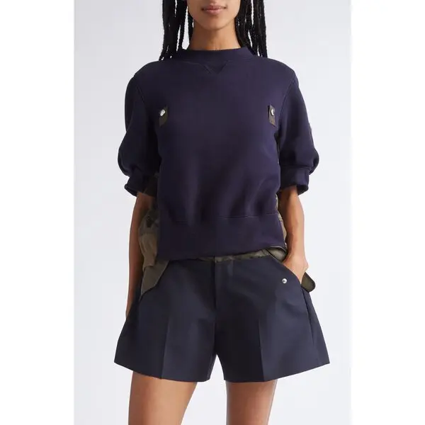 Sacai Sponge Short-sleeve Pullover Sweatshirt