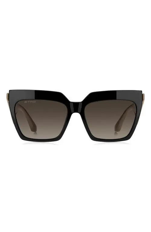 Etro 58mm Rectangular Sunglasses - Black Beige/brown Sf