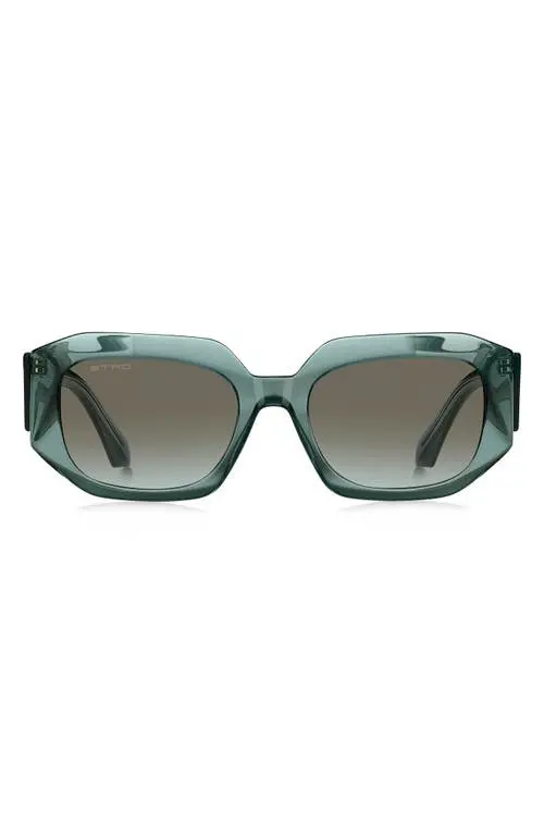 Etro 55mm Geometric Sunglasses - Teal/brw Grn Degrade