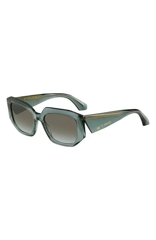 Etro 55mm Geometric Sunglasses - Teal/brw Grn Degrade