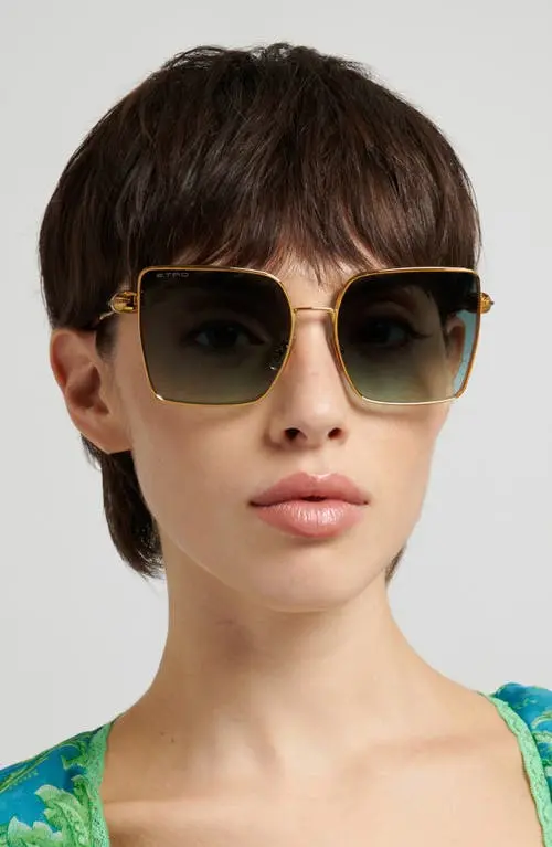 Etro 59mm Square Sunglasses - Yellow Antique Gold/green
