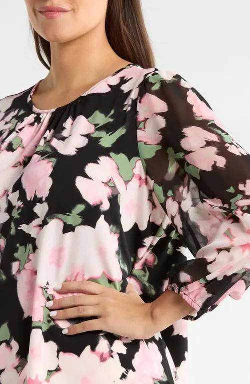 KASPER Shirred Blouson Sleeve Top