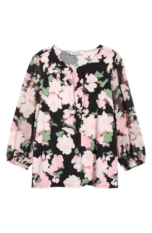 KASPER Shirred Blouson Sleeve Top