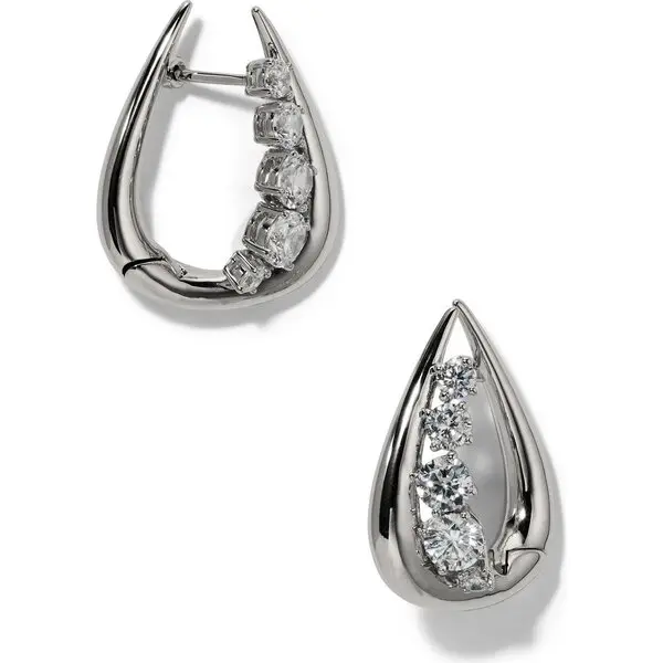 Nadri Phenom Cubic Zirconia Huggie Hoop Earrings - Rhodium