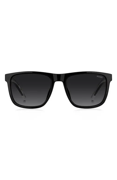 Hugo 56mm Rectangular Sunglasses - Black/dark Grey Sf
