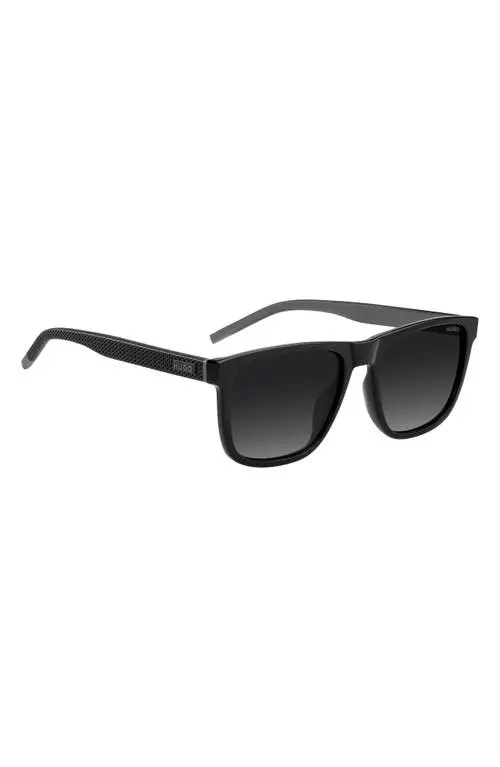 Hugo 56mm Rectangular Sunglasses - Black/dark Grey Sf