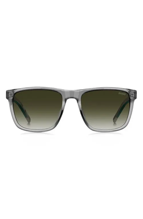 Hugo 56mm Rectangular Sunglasses - Grey/green Shaded