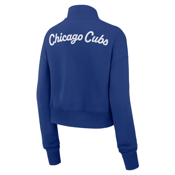 Nike Chicago Cubs Phoenix Mlb Cropped 1/4-zip Crew - Blue