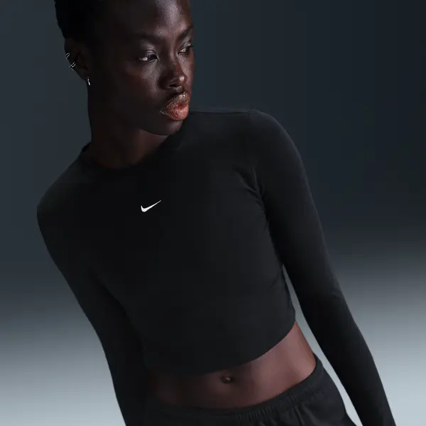 Nike Sportswear Chill Knit Slim Long-sleeve Cropped Top - Black