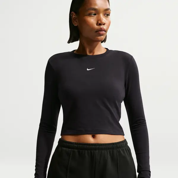 Nike Sportswear Chill Knit Slim Long-sleeve Cropped Top - Black